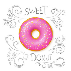 Hand drawn set of four sweet donuts - top view Vector Image