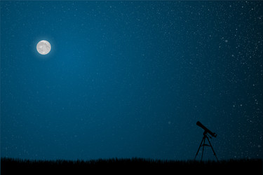 Starry sky shining stars dark telescope Royalty Free Vector