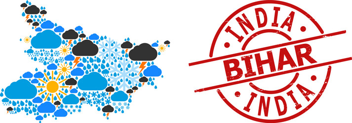 Golden map of bihar state Royalty Free Vector Image