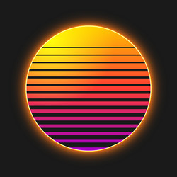 Retro sun in 80s style retrowave synthwave Vector Image