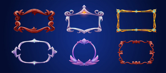 Fantasy game ui frame for avatar or menu banner Vector Image