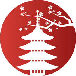 Japanese gate sakura red circle frame background v