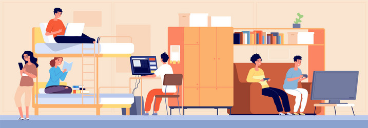 Hostel college horizontal banner Royalty Free Vector Image