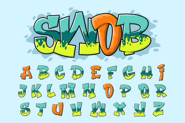 Square alphabet graffiti text letters Royalty Free Vector