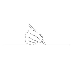 Continuous one line hand with pen write a straight