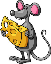 Happy mouse cartoon with cheese Royalty Free Vector Image