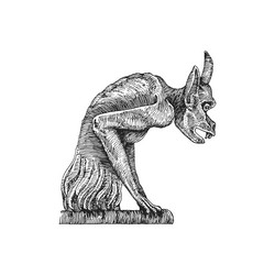 Gargoyle statue vintage hand drawing Royalty Free Vector
