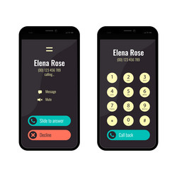 Realistic phone call screen interface Royalty Free Vector