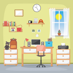 Student children study desk table interior room Vector Image