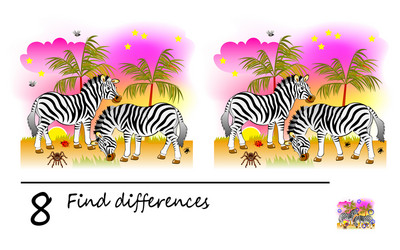 Find 8 differences logic puzzle game for children Vector Image