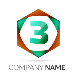 Realistic number three symbol in colorful circle Vector Image
