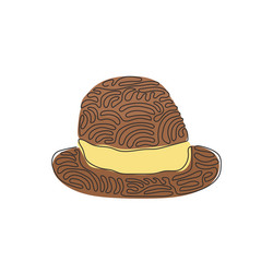 Single one line drawing fedora hat side view Vector Image