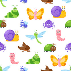 Cartoon seamless insects background bugs pattern Vector Image
