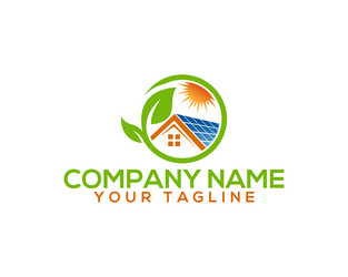 Solar home natural logo Royalty Free Vector Image