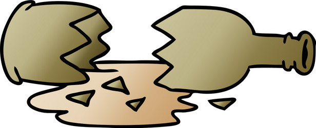 Gradient cartoon doodle of a broken bottle Vector Image