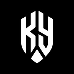 Ky monogram letter logo ribbon with shield style Vector Image