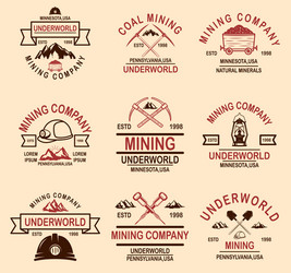 Set of vintage mining emblems Royalty Free Vector Image