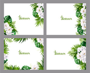 Tropical leaves banners exotic palm leaf banner Vector Image