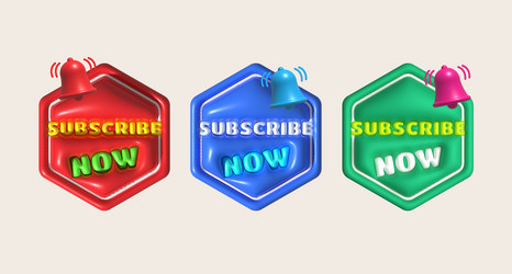 3d subscribe icon subscribe button element Vector Image