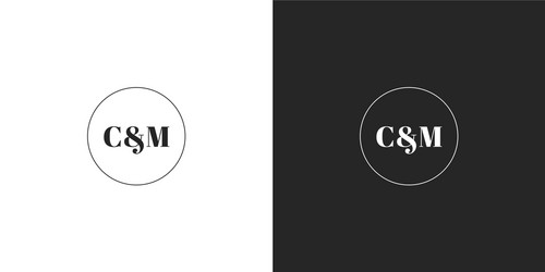 Luxury black and white c m monogram logo Vector Image