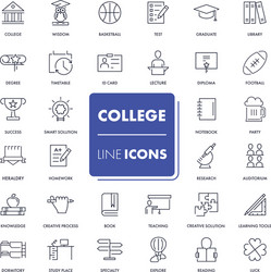 Online education line icon set Royalty Free Vector Image