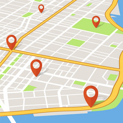 City map with location town plan pin for gps Vector Image