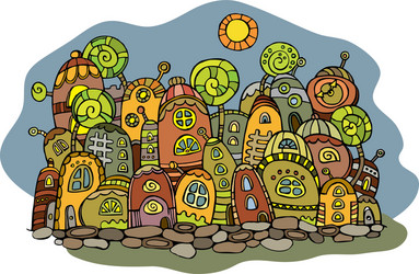 Cartoon drawing town Royalty Free Vector Image