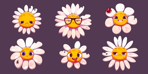 Cute daisy flower character with smiling face Vector Image