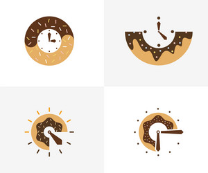 Donuts clock logo design template bakery Vector Image