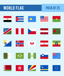 25 world flags square icons pack Royalty Free Vector Image