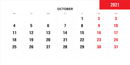 October 2021 Calendar Vector Images (over 3,000)