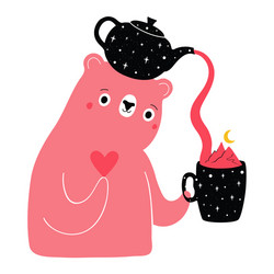 Cute teddy bear with heart Royalty Free Vector Image