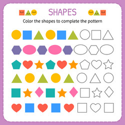 Identify and color the correct shape learn shapes Vector Image