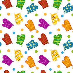 Kitchen potholders mittens with different Vector Image