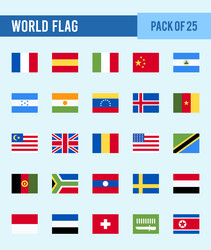 25 world flags square icons pack Royalty Free Vector Image