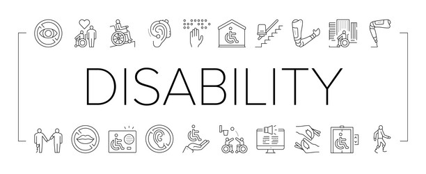 Disability technology collection icons set Vector Image