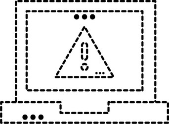 Dotted shape caution emblem alert inside computer Vector Image