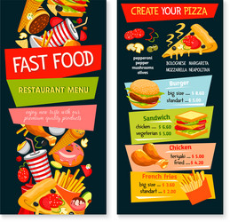 Fast food templates for restaurant menu Royalty Free Vector