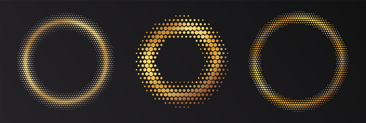 Gold halftone round frame golden luxury halftone Vector Image