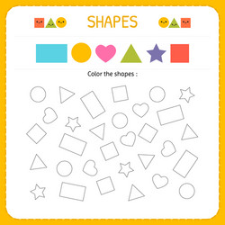 Identify and color the correct shape learn shapes Vector Image
