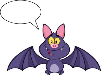 Happy vampire bat cartoon character flying Vector Image