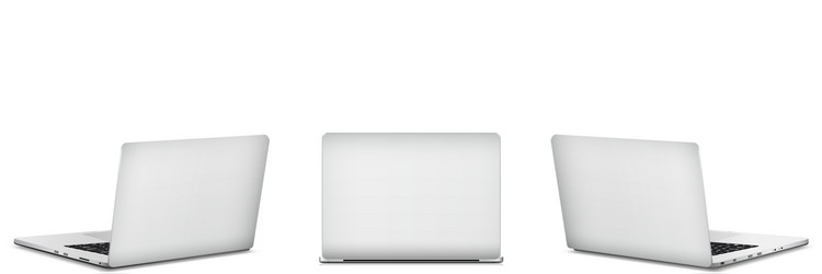 Laptop backside view dark-blue mockup Royalty Free Vector