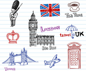 London Landmarks Doodle Royalty Free Vector Image