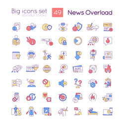 News overload red concept icons set Royalty Free Vector