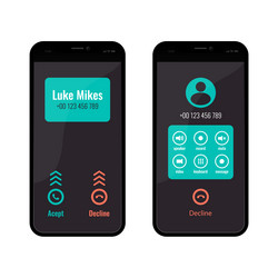 Realistic phone call screen interface Royalty Free Vector