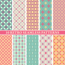 Retro different seamless patterns tiling Vector Image