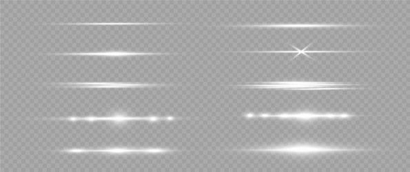 Horizontal light rays white line flash glare Vector Image