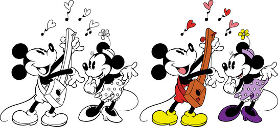 Mickey mouse cartoon and minnie Royalty Free Vector Image