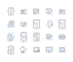Contraptions line icons collection rube goldberg Vector Image