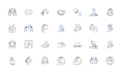 Hands outline icons collection grip grasp Vector Image